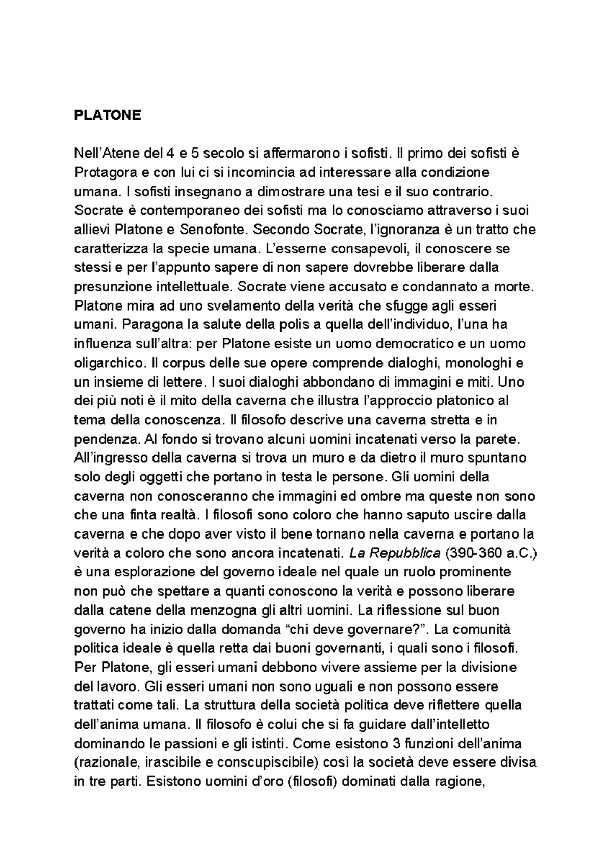 Dottrine - PLATONE Nell’Atene del 4 e 5 secolo si affermarono i sofisti. Il primo dei sofisti è ...