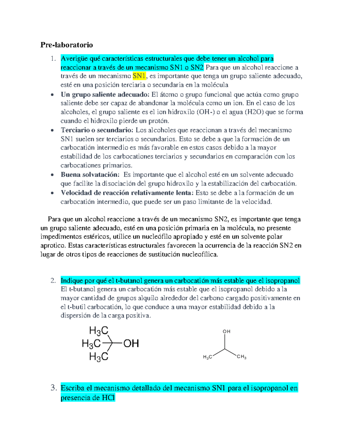 prelaboratorio sintesis de ter-butilo (lab 5) - Pre-laboratorio 1 ...