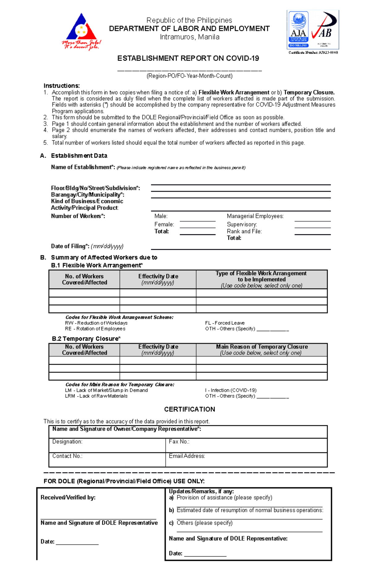 ER Covid 19 Monitoring Form - Republic of the Philippines DEPARTMENT OF ...