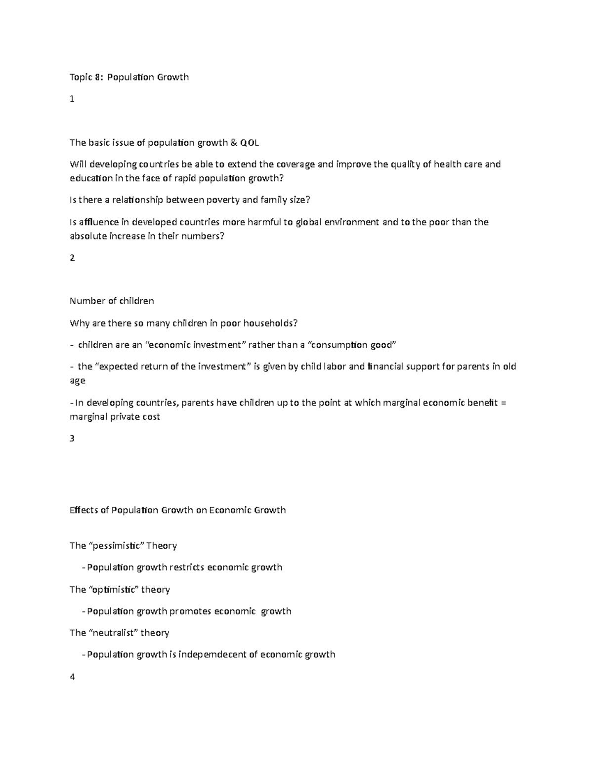 Population - Lecture notes 8 - Topic 8: Population Growth 1 The basic ...