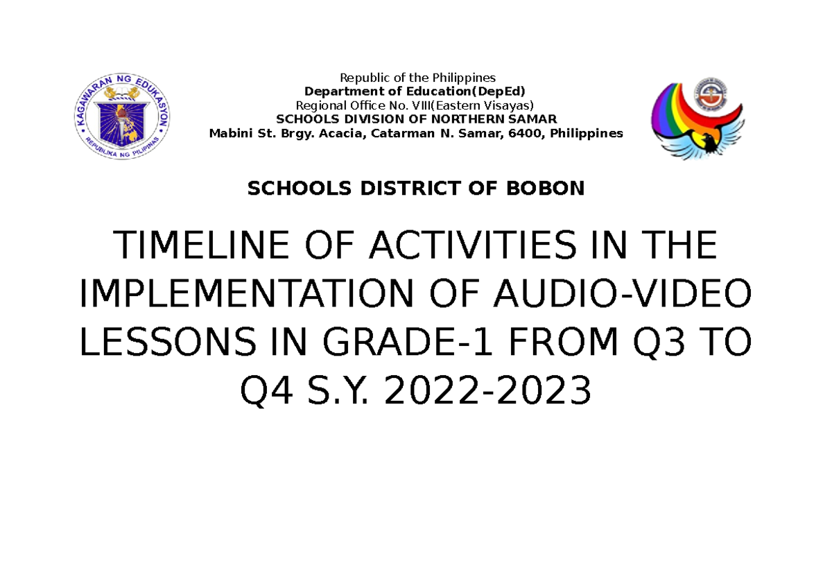 Grade-1 Action PLAN-AVM - Republic of the Philippines Department of ...