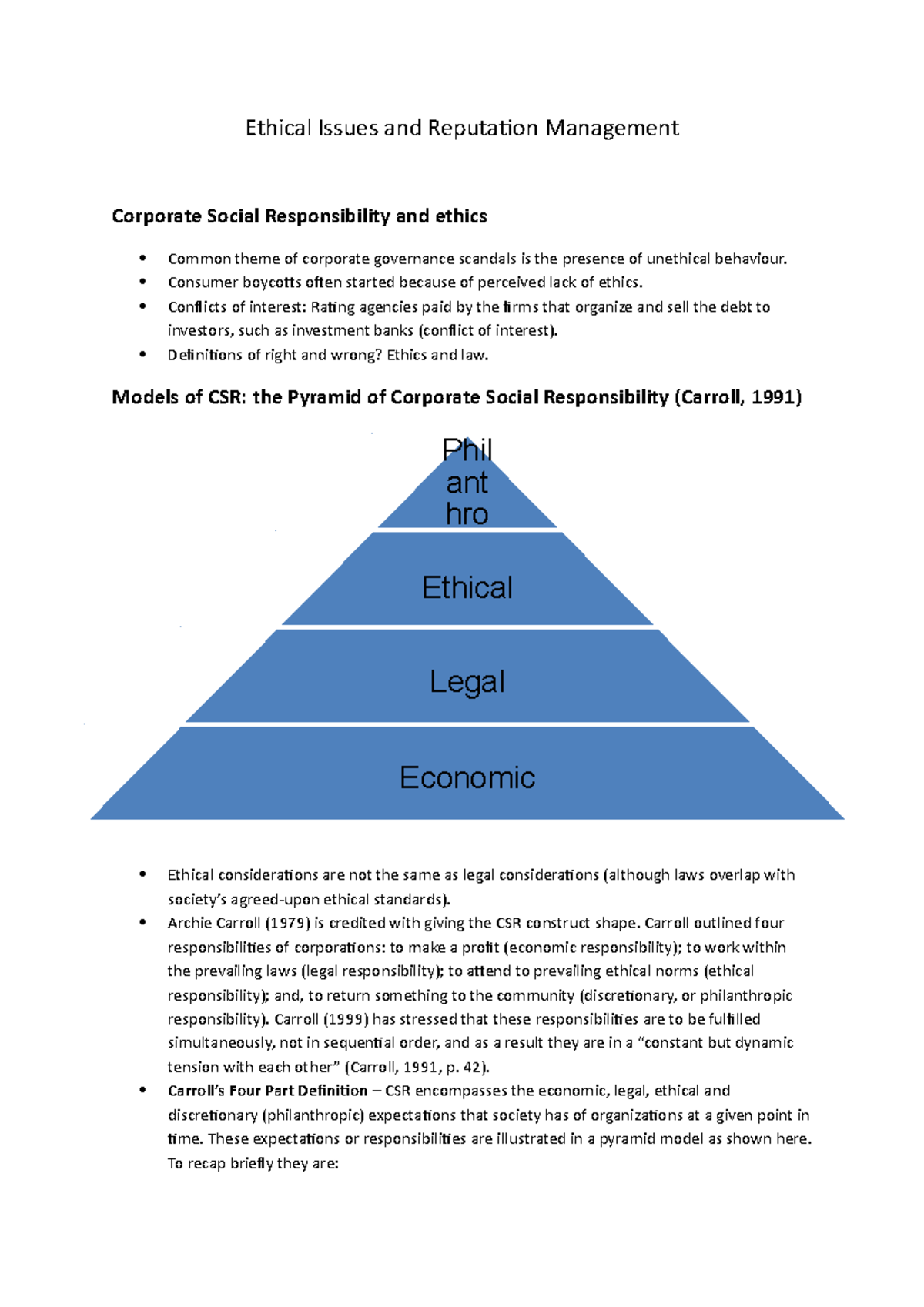 Lecture 1 - Ethical Issues and Reputation Management - Ethical Issues ...