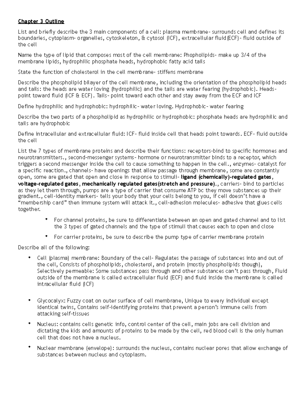 Chapter 3 Outline Answers 3 - Chapter 3 Outline List and briefly ...