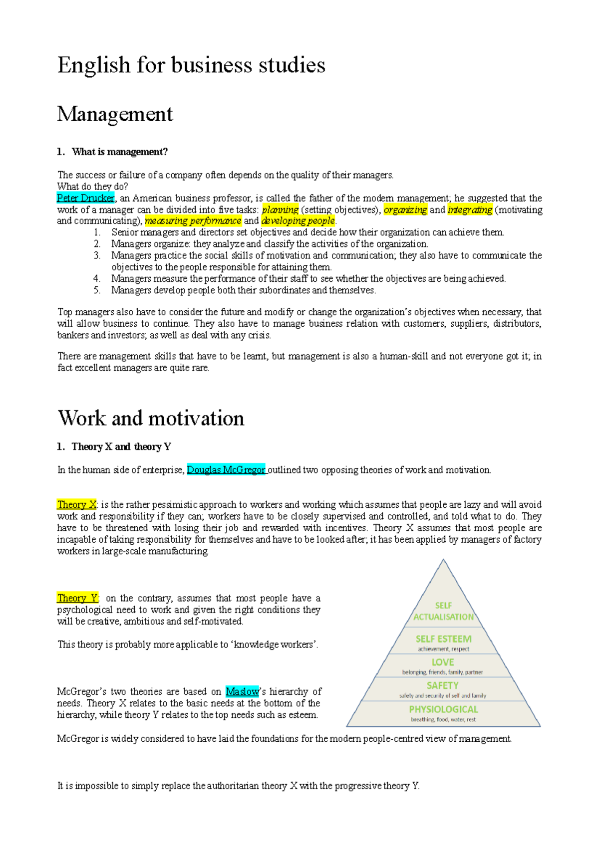 English for business studies - English for business studies Management ...
