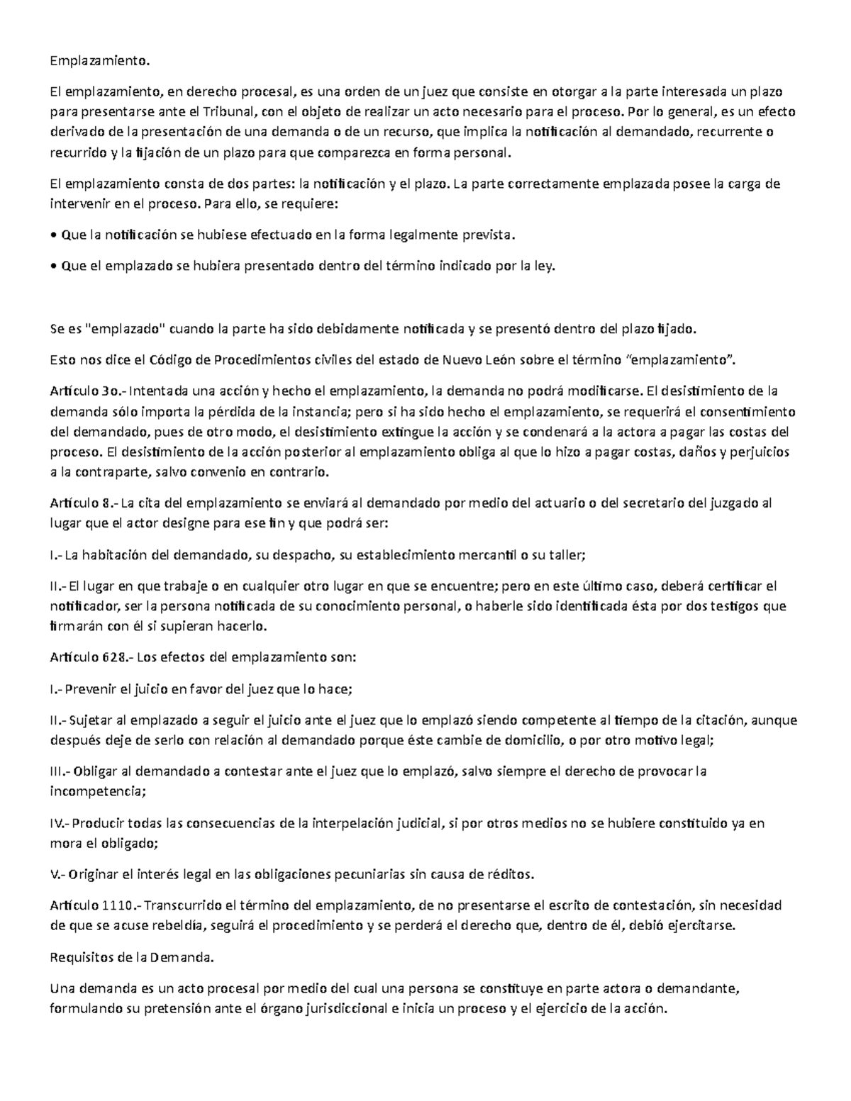 Emplazamiento - Unidad 1. CPCNL. - Emplazamiento. El emplazamiento, en ...