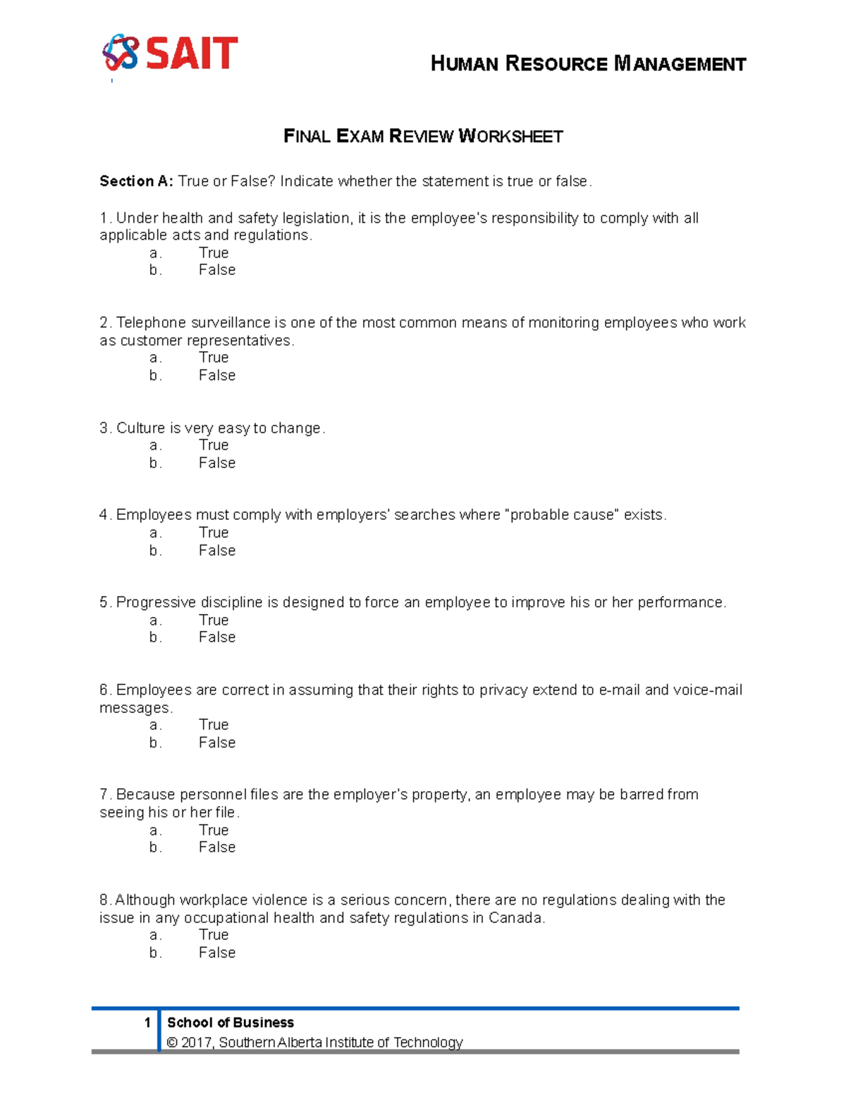 Final Exam Review Worksheet. With Answers - FINAL EXAM REVIEW WORKSHEET ...