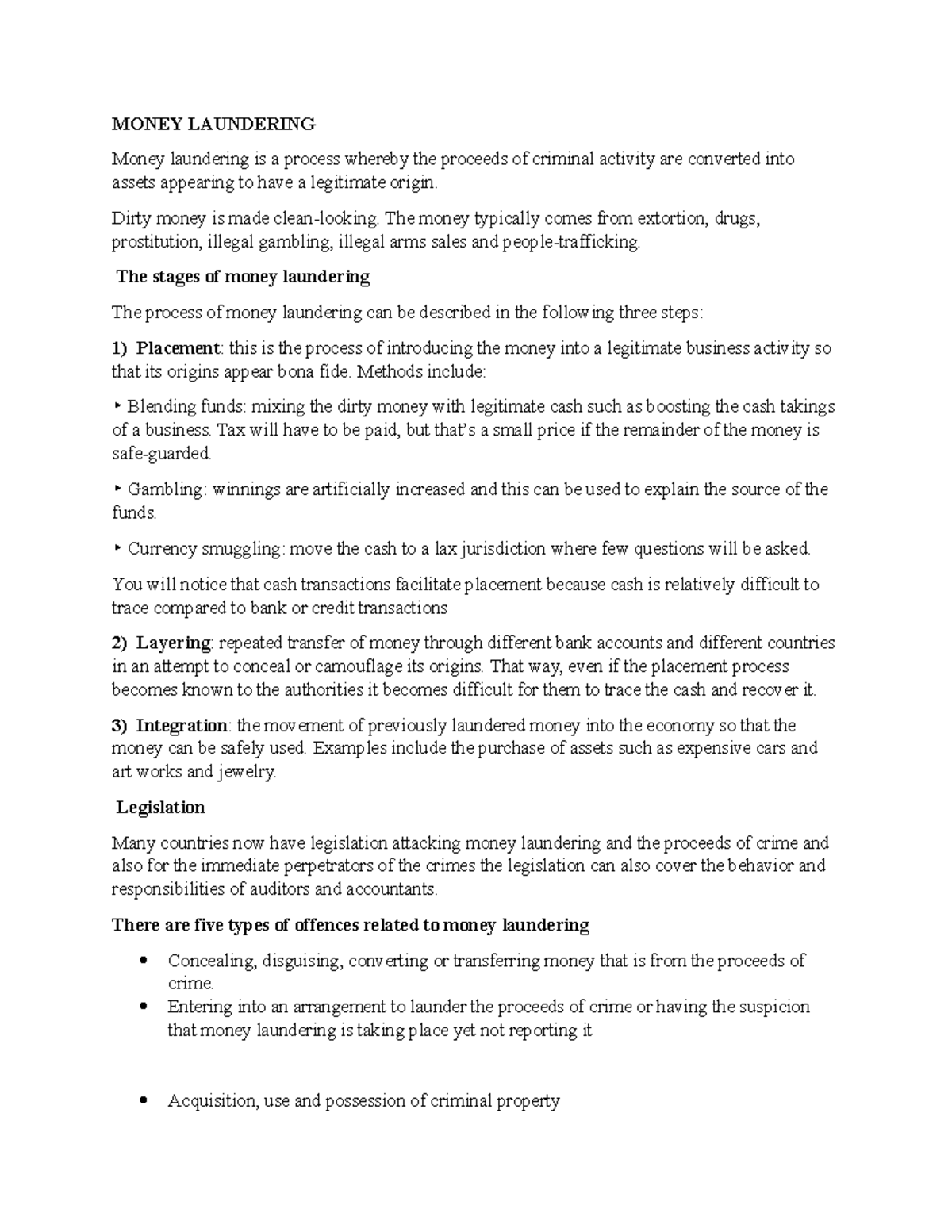 Money Laundering - Magadi - MONEY LAUNDERING Money laundering is a ...