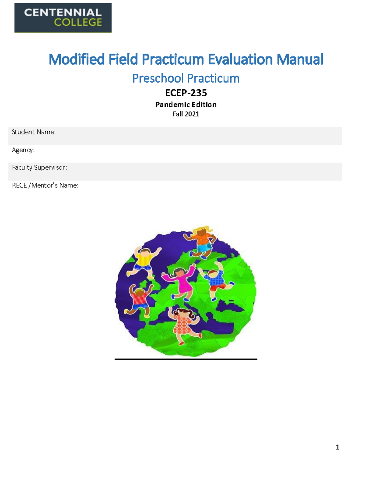 ECEP235 - Modified Preschool Field Practicum Evaluation Manual Fall ...