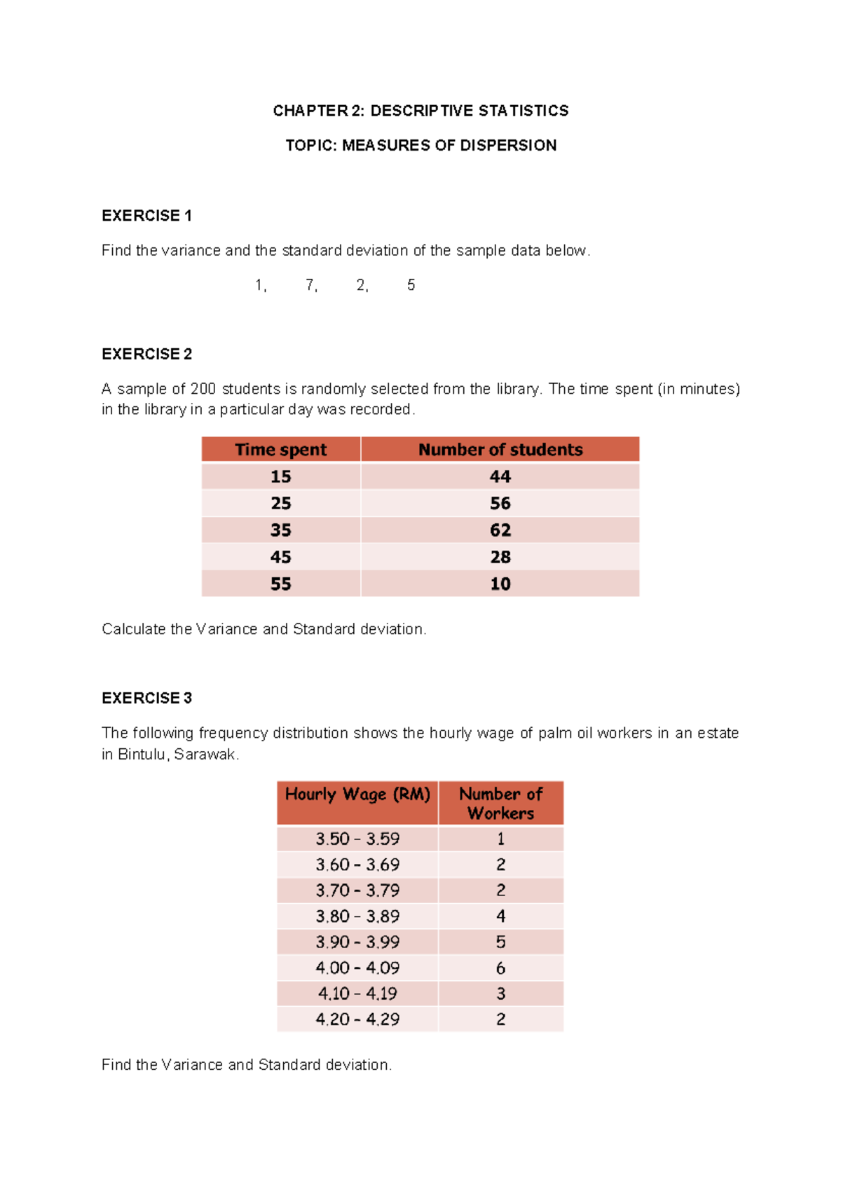 STA Exercise - CHAPTER 2: DESCRIPTIVE STATISTICS TOPIC: MEASURES OF ...