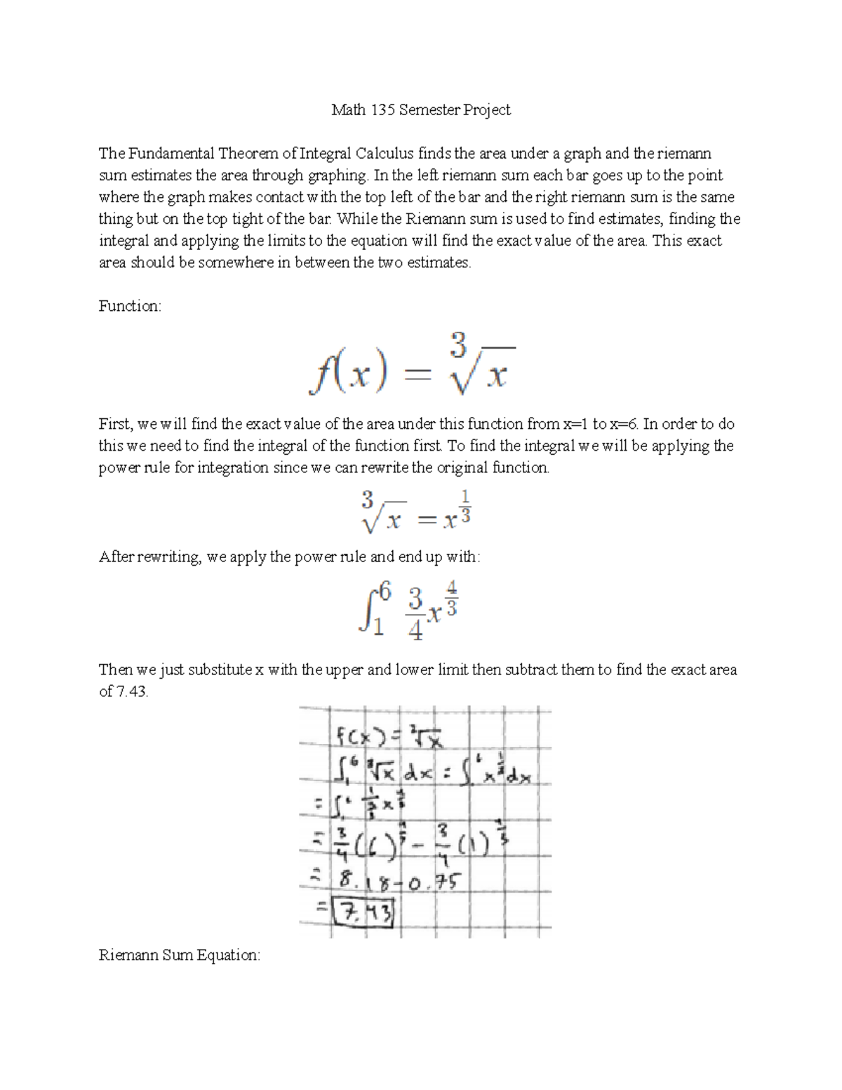MATH 135 Project - Math 135 Semester Project The Fundamental Theorem of ...