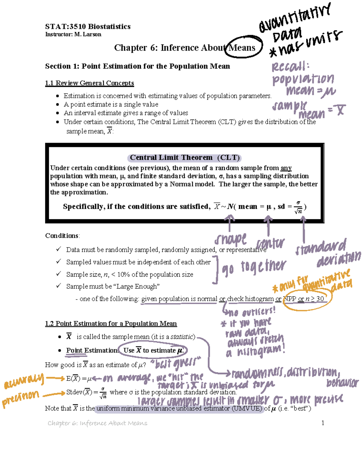 2020-biostatistics-lecture notes chapter 6 - STAT:3510 Biostatistics ...
