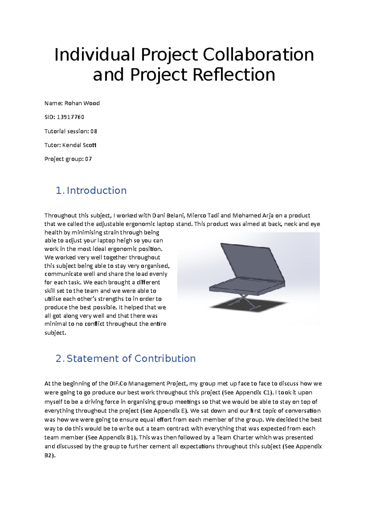 Individual Project Collaboration and Project Reflection - Individual ...