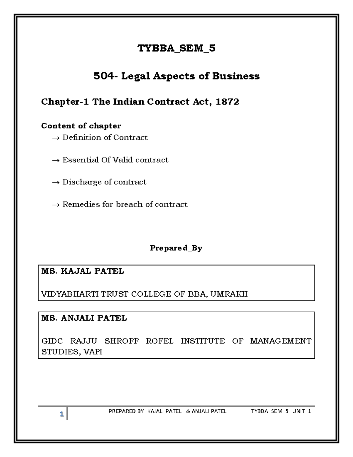 LAB UNIT 1 SEM 5 - lec notes for bba students sem 5 - TYBBA_SEM_ 504 ...