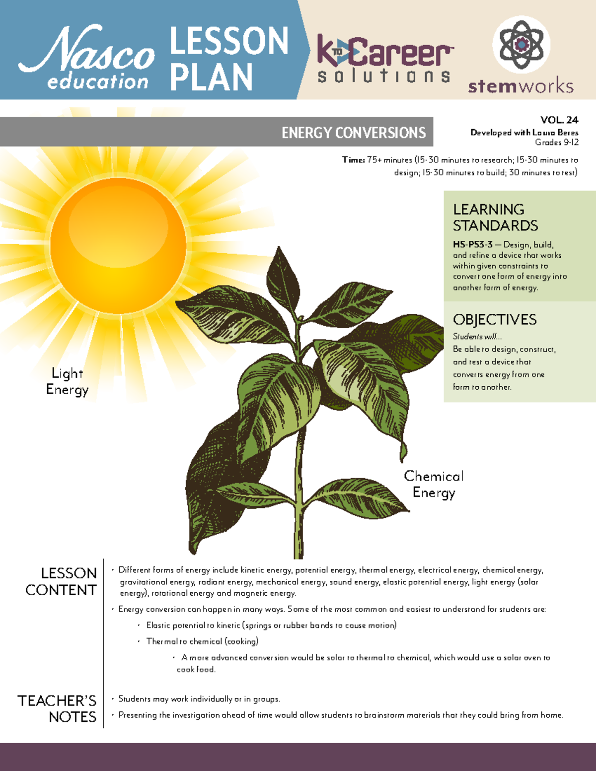 STEM-Vol24 Energy - STEM - ENERGY CONVERSIONS VOL. 24 LESSON PLAN ...