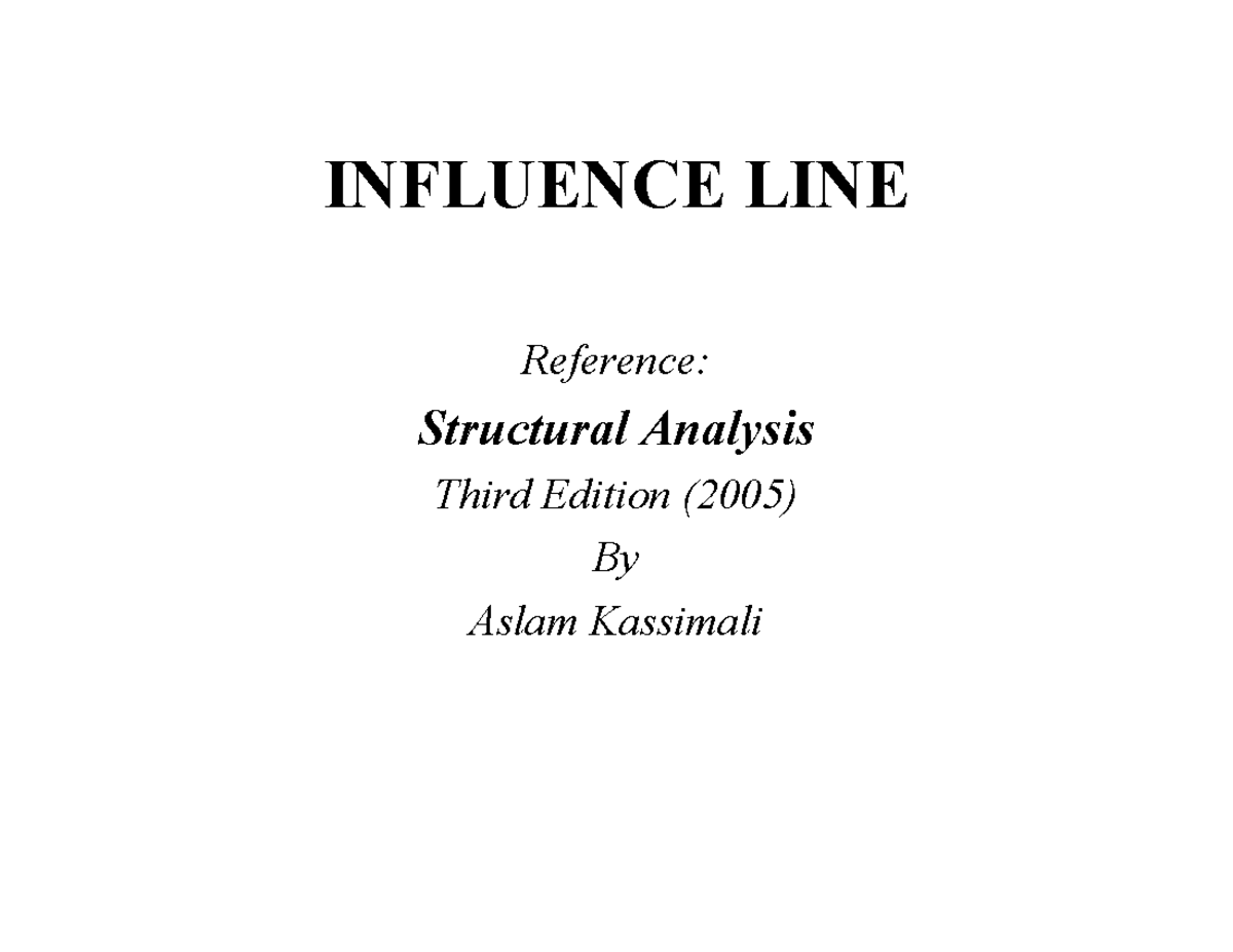 Influence LINE Structural Analysis - INFLUENCE LINE Reference ...