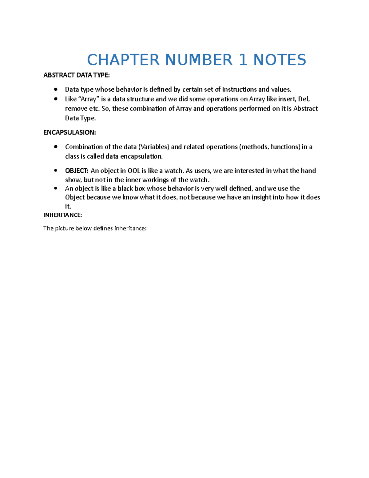 Chp#1( data structure) - CHAPTER NUMBER 1 NOTES ABSTRACT DATA TYPE ...