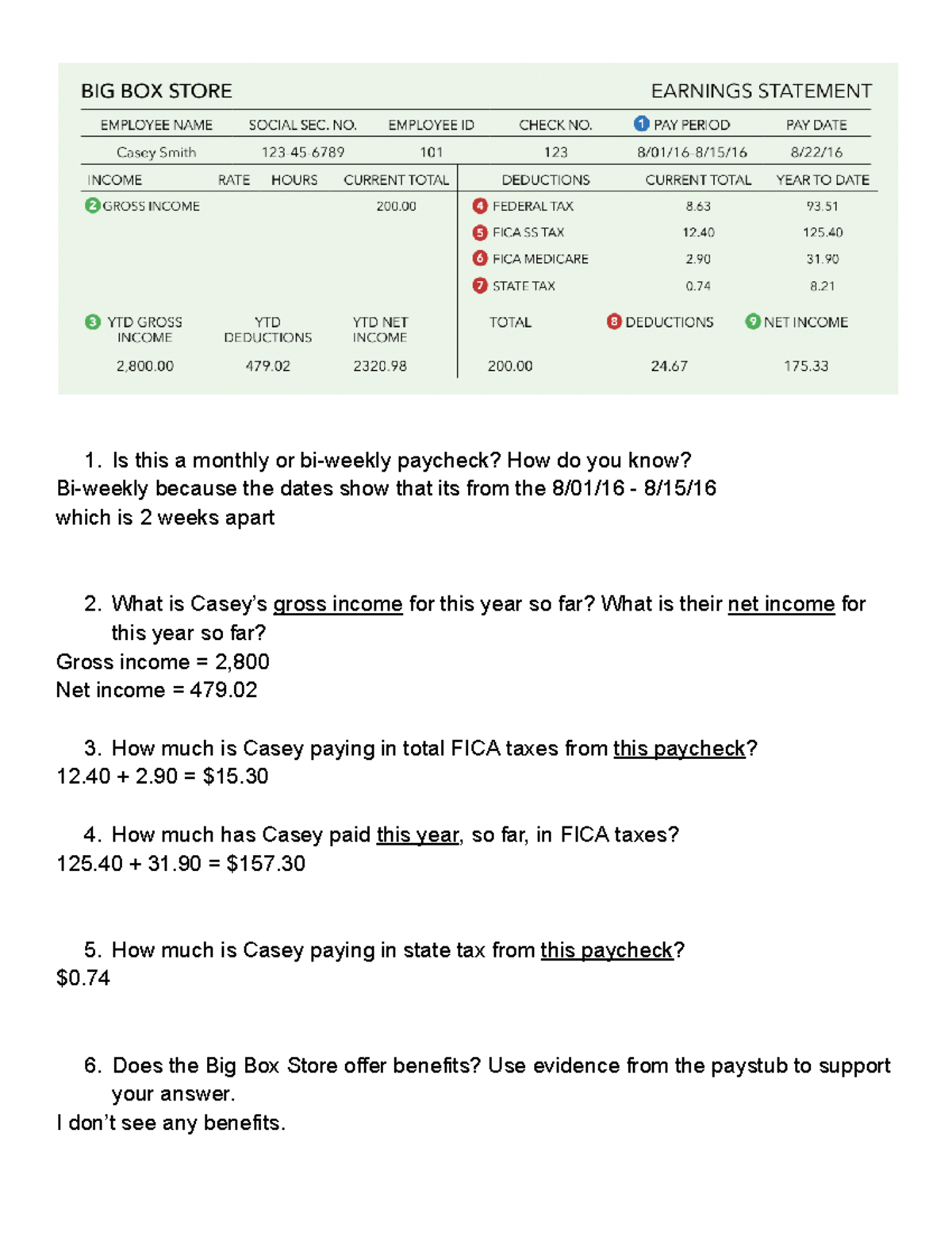 Copy of Practice How To Read a Pay Stub - Is this a monthly or bi ...