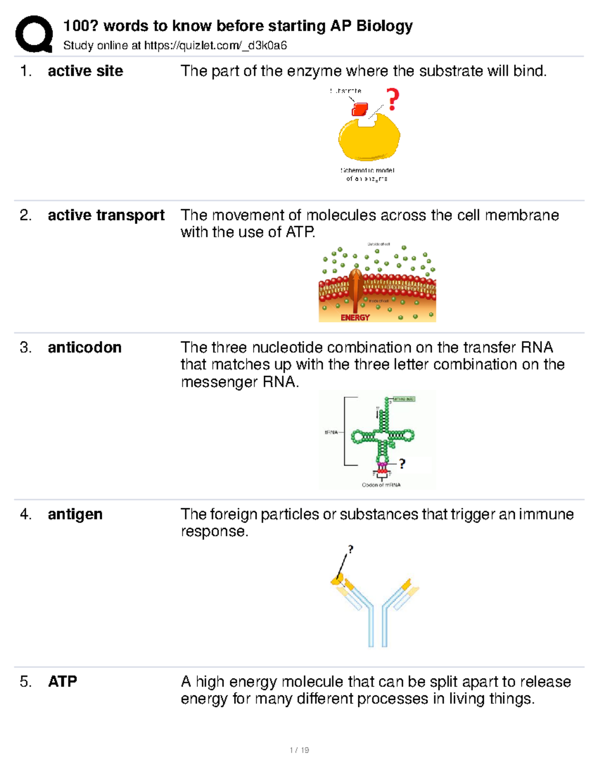 100 words to know before starting AP Biology - Study online at quizlet ...