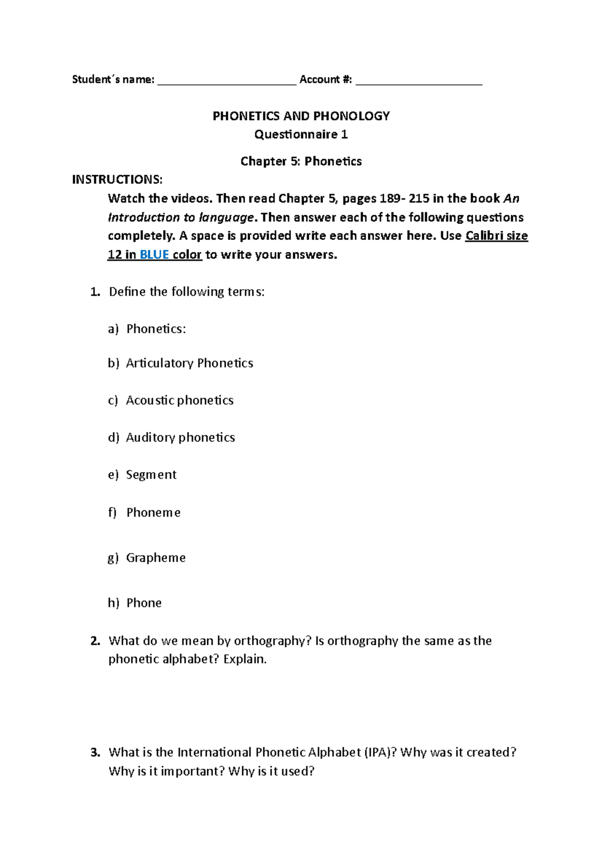 Phonetics AND Phonology-Chapter 5 questions - Student ́s name ...