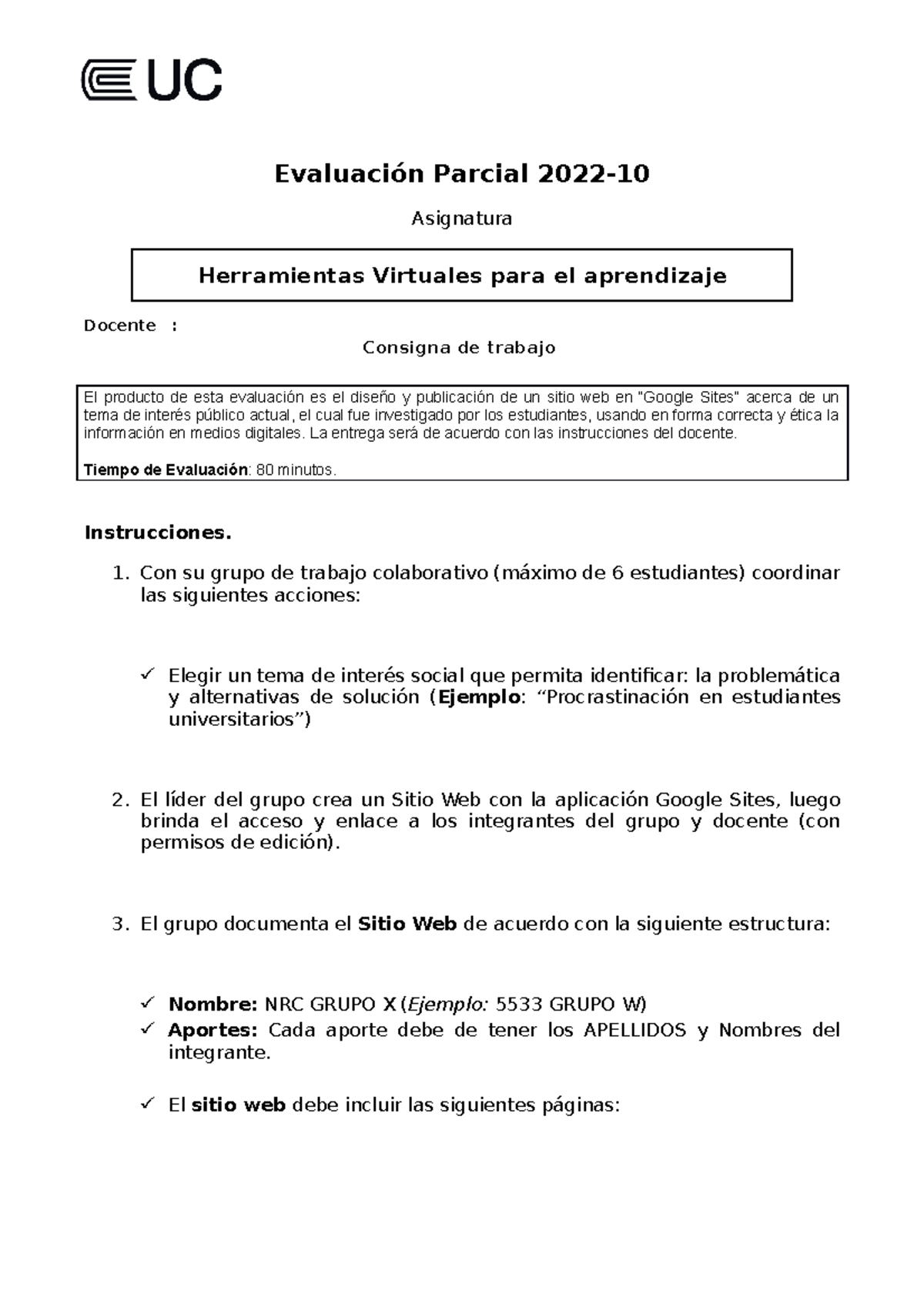 Consigna Evaluación Parcial - HVPA 2022-10 - Evaluación Parcial 2022- Asignatura Docente ...