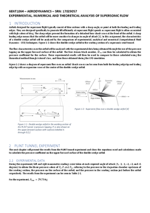 [Solved] A 2D supersonic channel flow around a double wedge aerofoil is ...