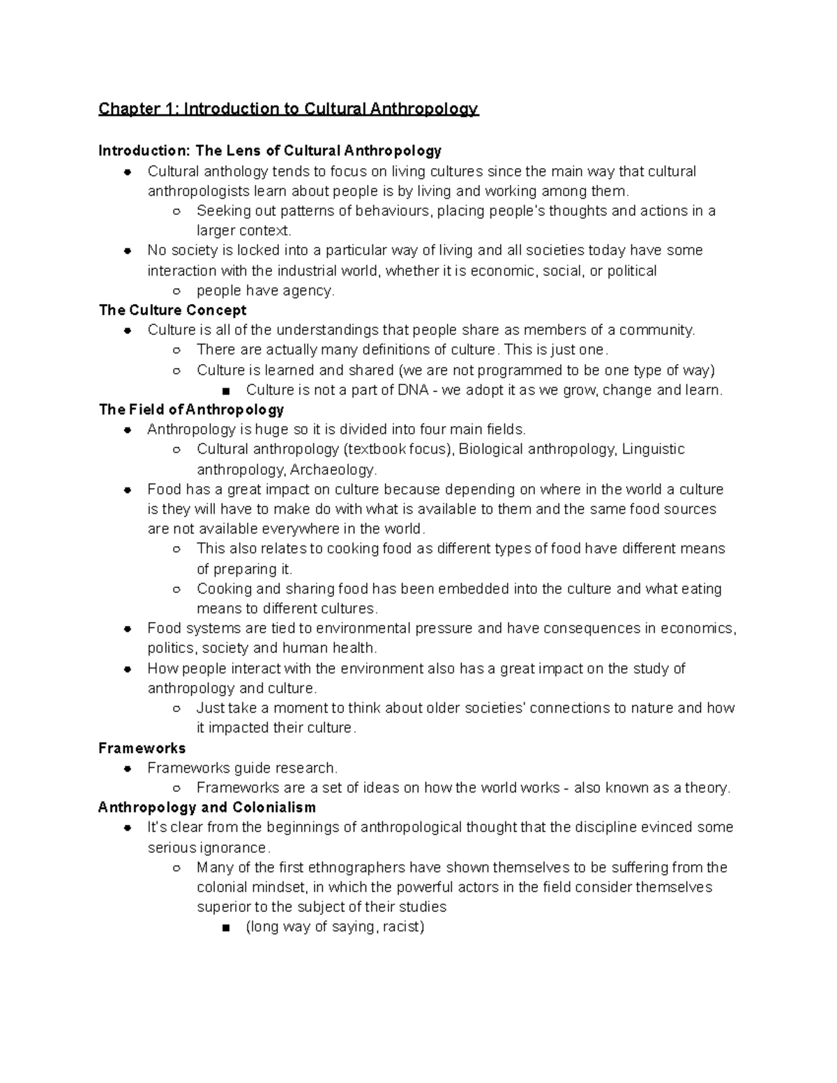 Active Reading Notes - Anthropology (Chapter 1) - Chapter 1 ...