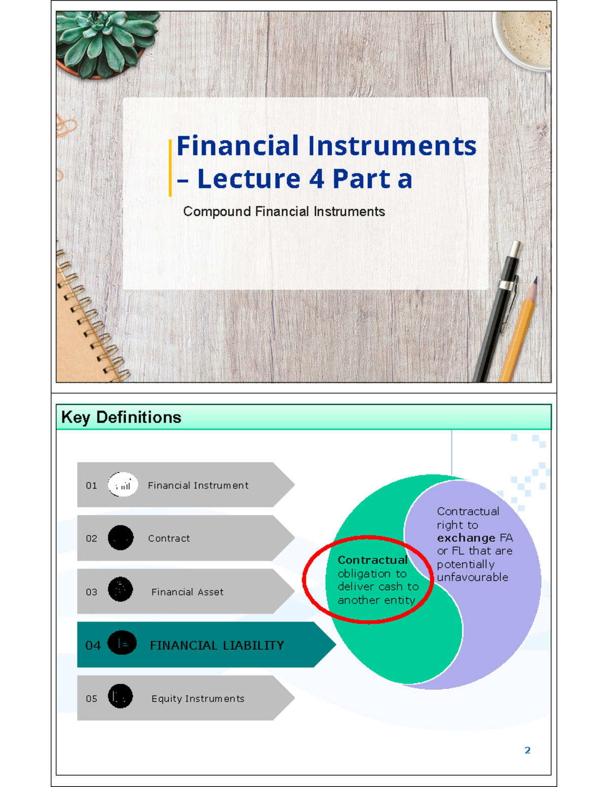 Financial Instruments Live lecture 4 - Financial Instruments ñ Lecture 4 Part a Compound ...