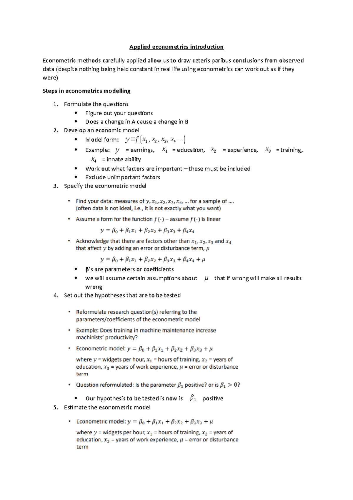 1 Applied Econometrics Introduction Applied Econometrics