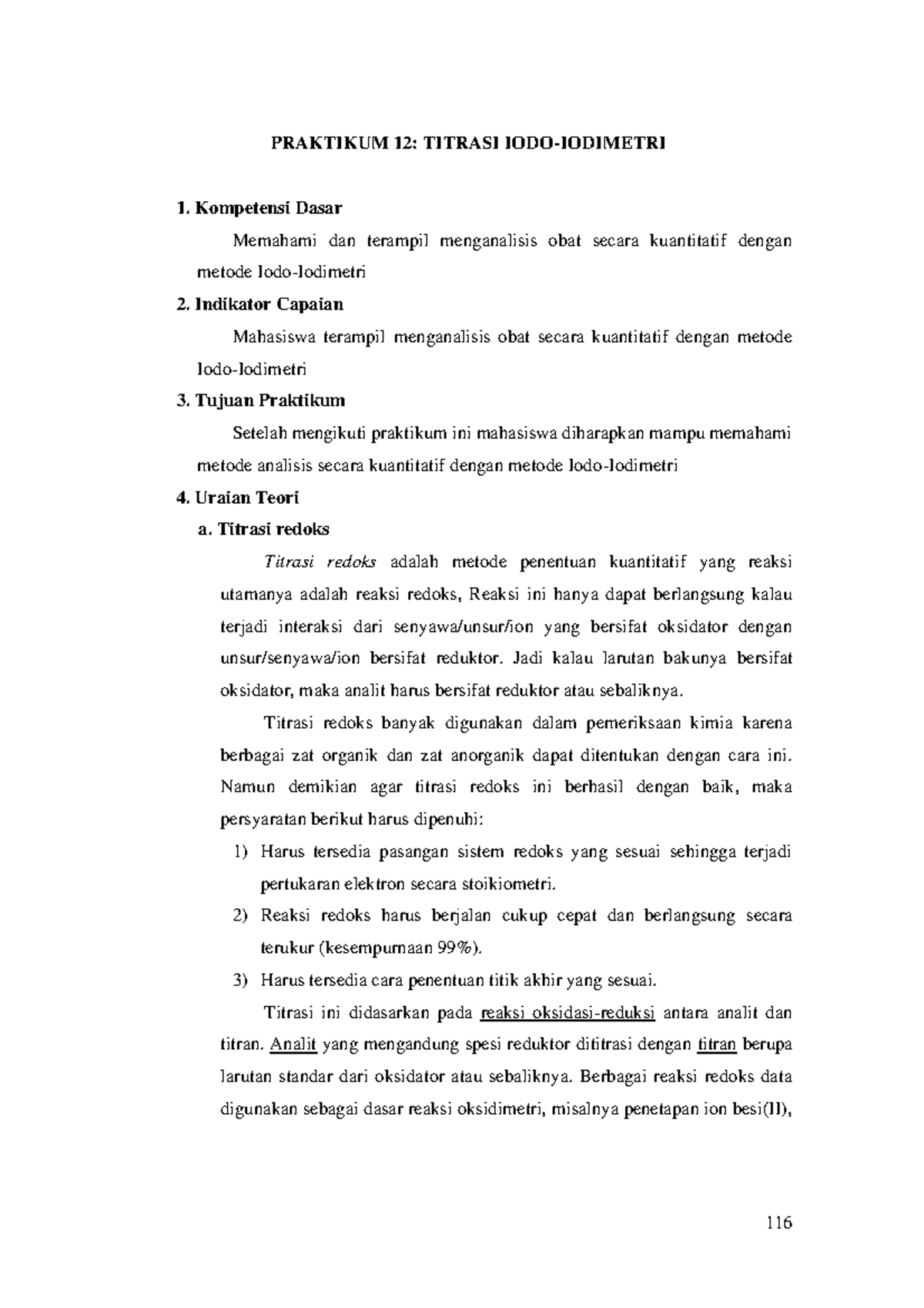 Iodo Iodimetri - cara pembuatan , tata nama, deskripsi - PRAKTIKUM 12 ...