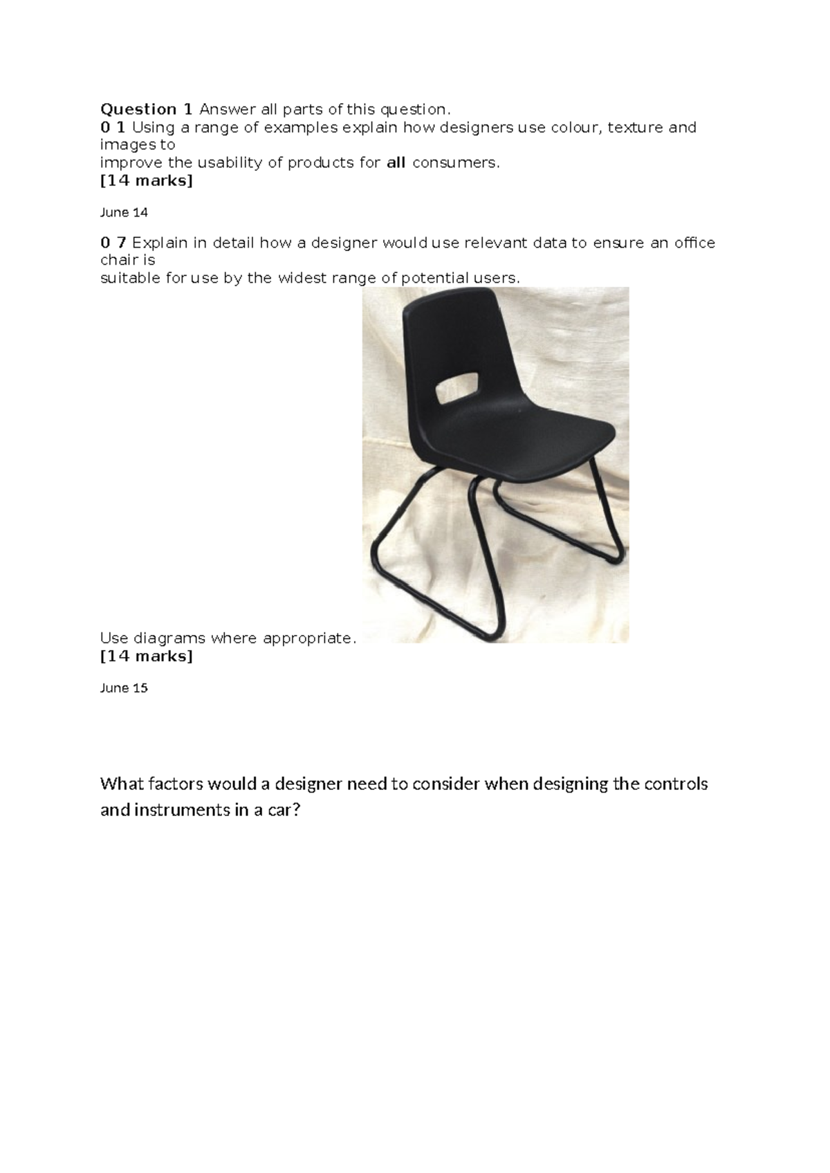 Ergonomics questions - unsure - Question 1 Answer all parts of this ...