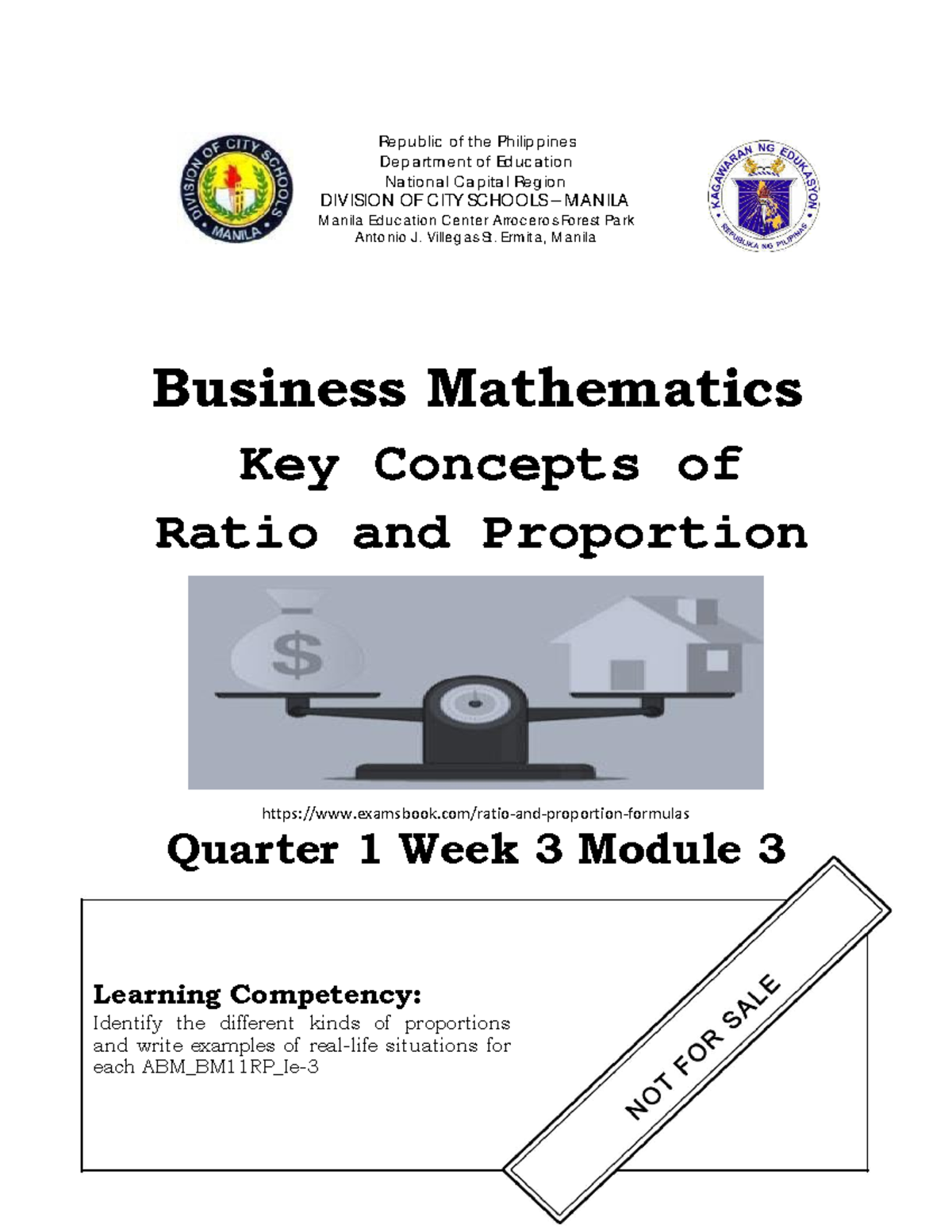 ABM 11 Business Mathematics Q1 W3 Mod3 Re P Ub Lic O F The Philip P