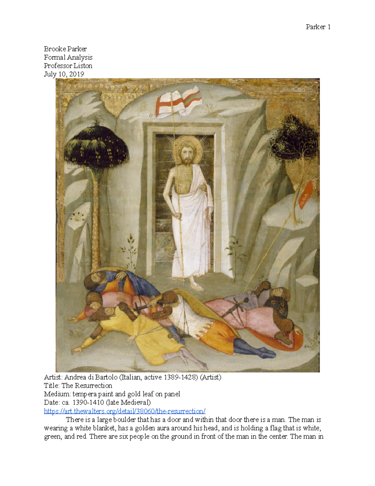 Art History - Formal Analysis - Parker 1 Brooke Parker Formal Analysis ...