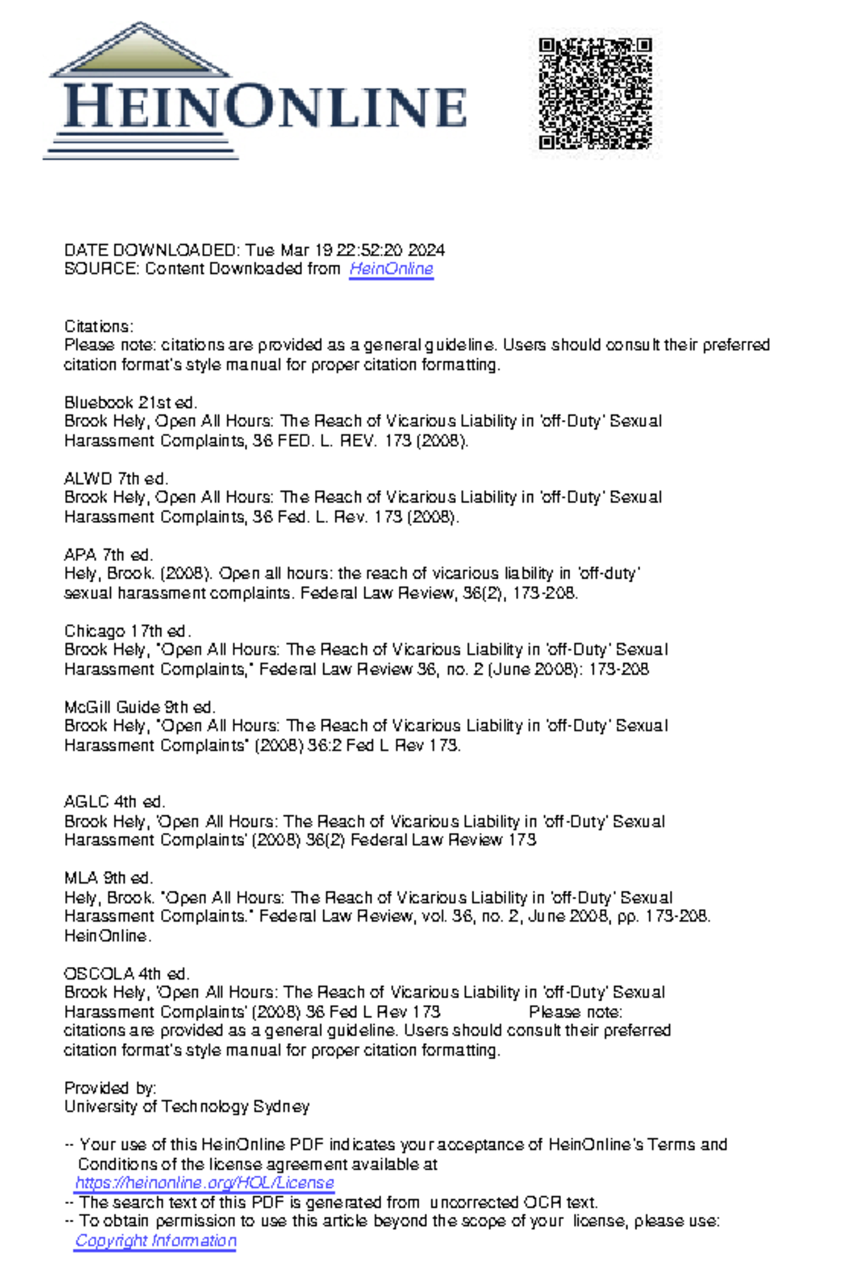 36Fed LRev 173 - DATE DOWNLOADED: Tue Mar 19 22:52:20 2024 SOURCE ...