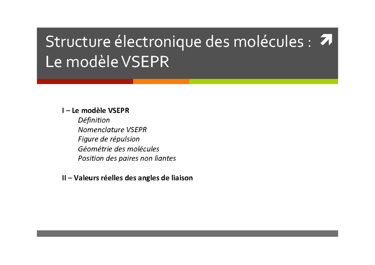 CH06-Modele Vsepr - Structure électronique des molécules : ì Le modèle ...