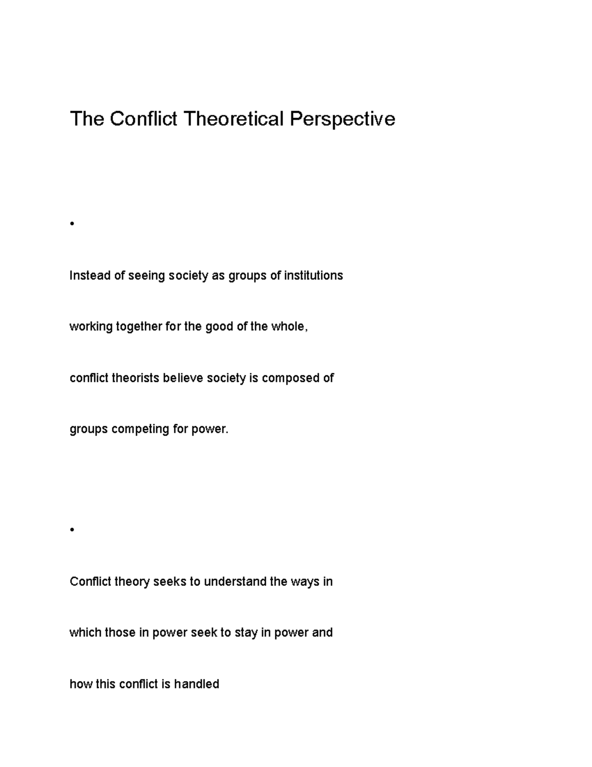 Conflict theory and karl marx lecture - The Conflict Theoretical ...