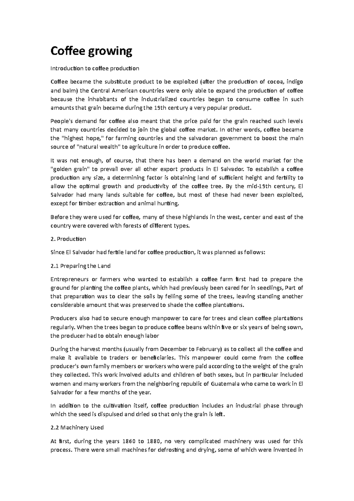 Coffee growing - Lecture notes 1 - Coffee growing Introduction to ...