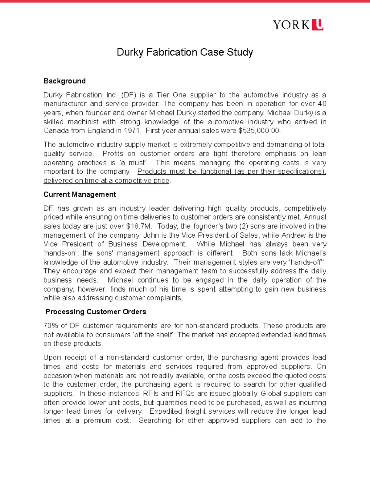 Durkey Fabrication Case Study final - Durky Fabrication Case Study ...