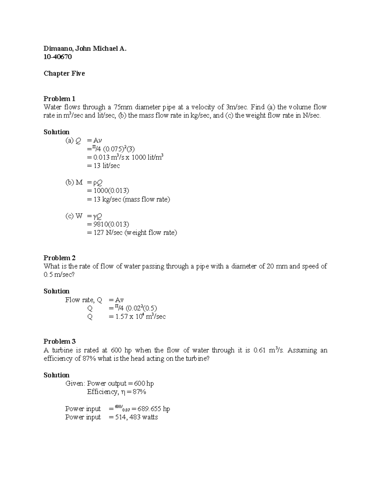 Pdfcoffee - Hydrodynamics activity - Dimaano, John Michael A. 10 ...