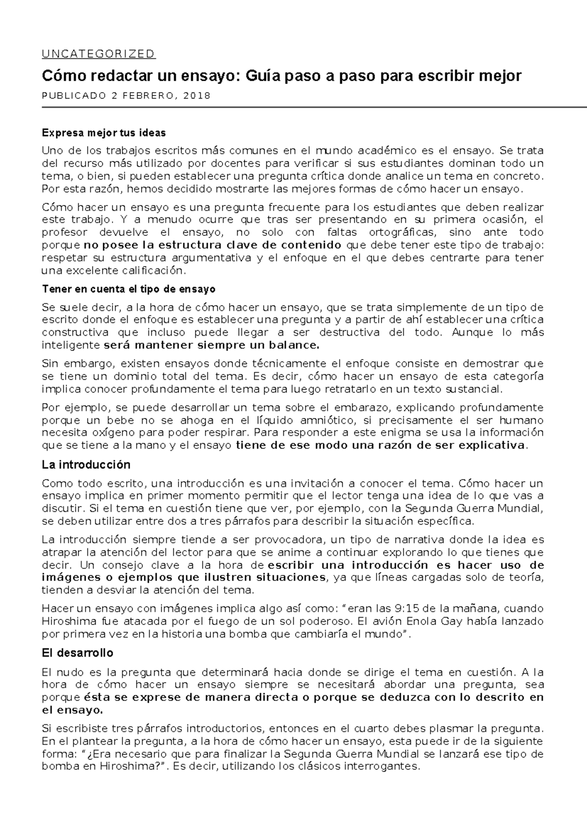 5. Cómo redactar un ensayo - U N C A T E G O R I Z E D Cómo redactar un ensayo: Guía paso a paso ...