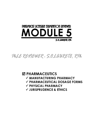 PHLE Reviewer Module 1 (Kathreen) - Module 1 ####### Pharmaceutical Chemistry Inorganic and ...