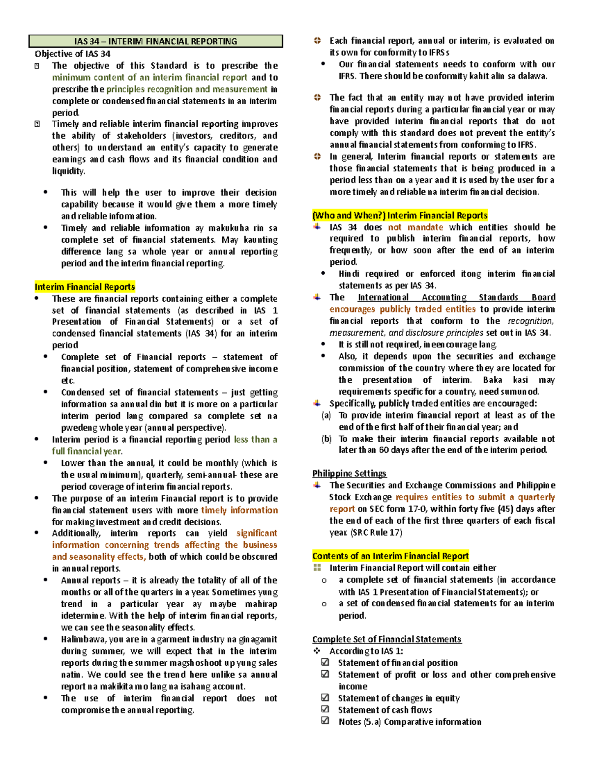 IAS 34 Interim Financial Reporting - IAS 34 – INTERIM FINANCIAL ...