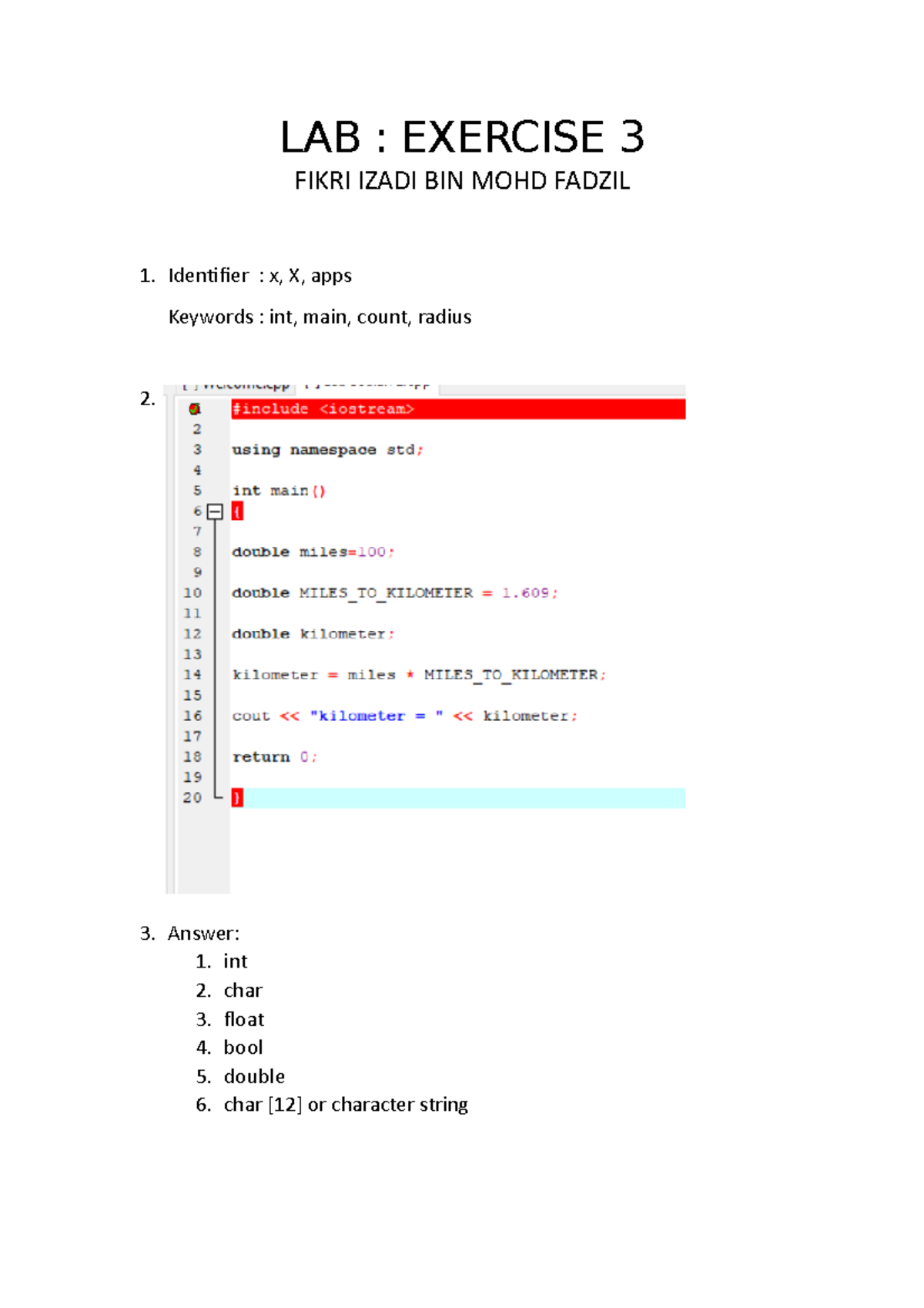 Lab Exercise 3 ( Fikri Izadi BIN MOHD Fadzil) - LAB : EXERCISE 3 FIKRI ...