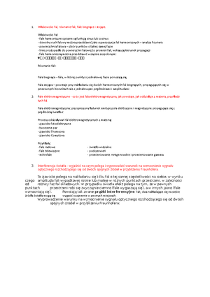 Egz fiz 2 poprawione - do nauki na odp - Pytania definicyjne Zasada Huyghensa Wszystkie punkty ...