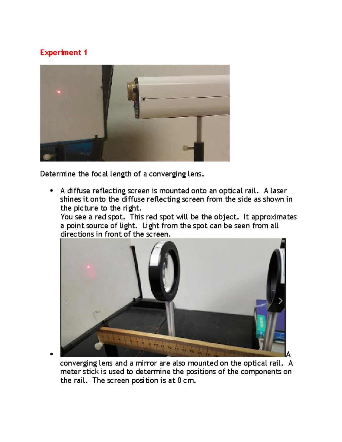 Kendra Sellers Lab8 - Lab - Experiment 1 Determine the focal length of ...