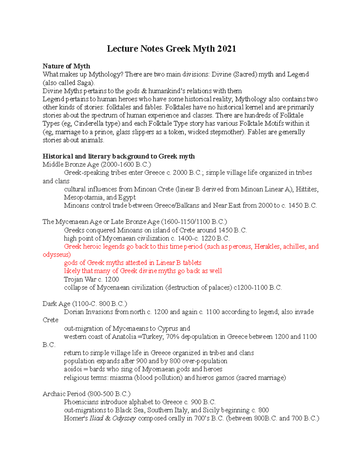 Greek Myth lecture notes 2021 7.47.52 PM - Lecture Notes Greek Myth ...