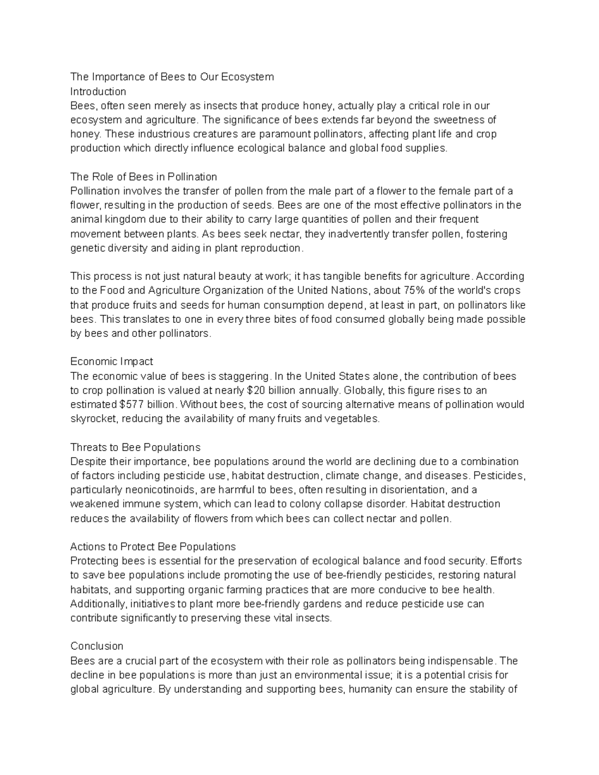 The Importance of Bees to Our Ecosystem - The Importance of Bees to Our ...