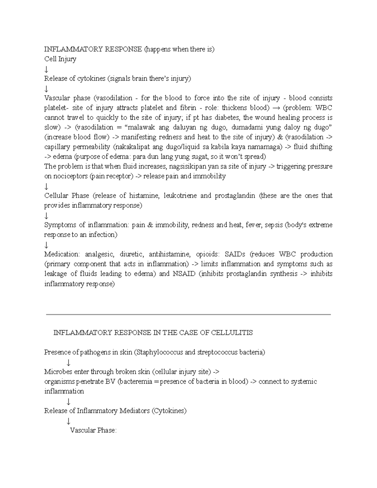 INFLAMMATION SYSTEMATIC DIAGRAM - INFLAMMATORY RESPONSE (happens when ...