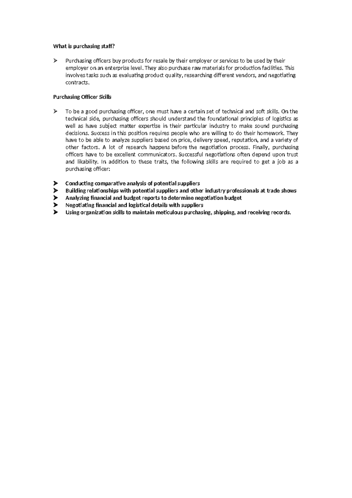 Job Interview - What is purchasing staff? Purchasing officers buy ...