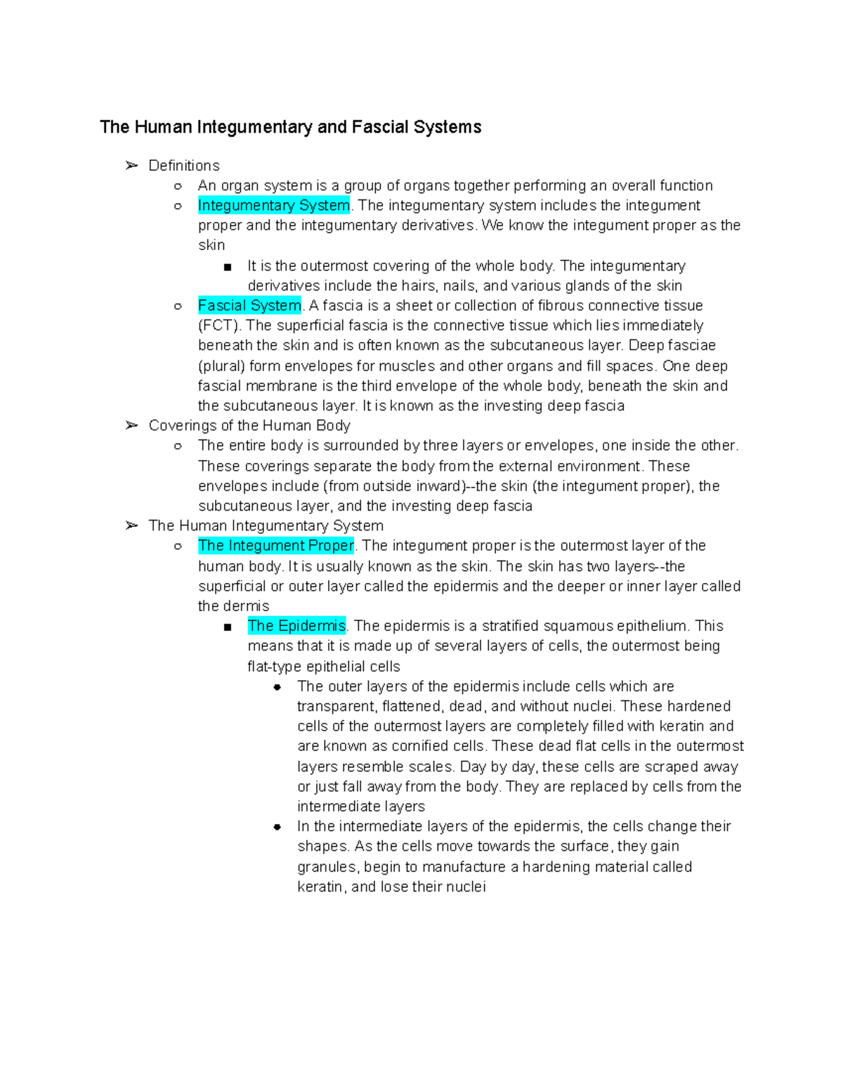 The Human Integumentary and Fascial Systems - The integumentary system ...