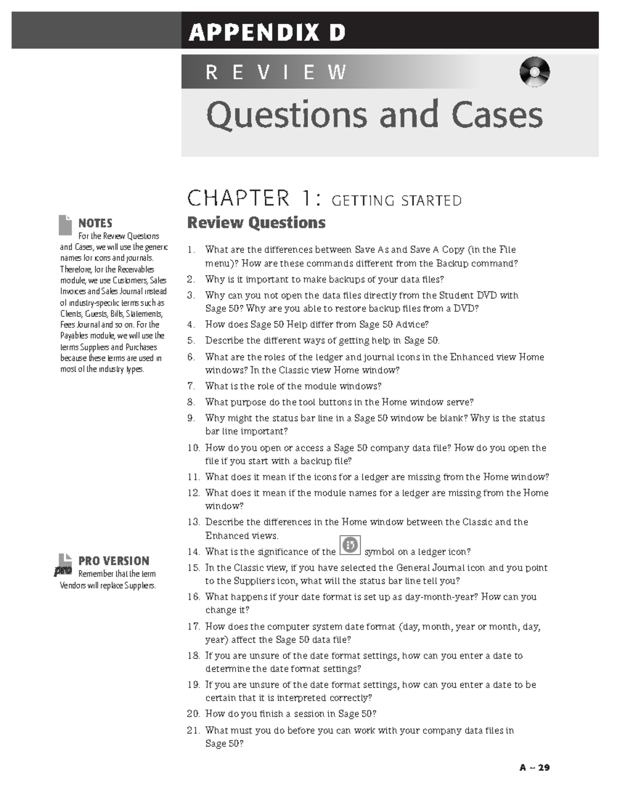 Appendix D - Accounting software - APPENDIX D A – 29 REVIEW Questions ...